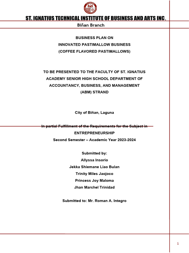 Innovated Coffee Pastimallows - Entrep | PDF | Marketing | Chocolate