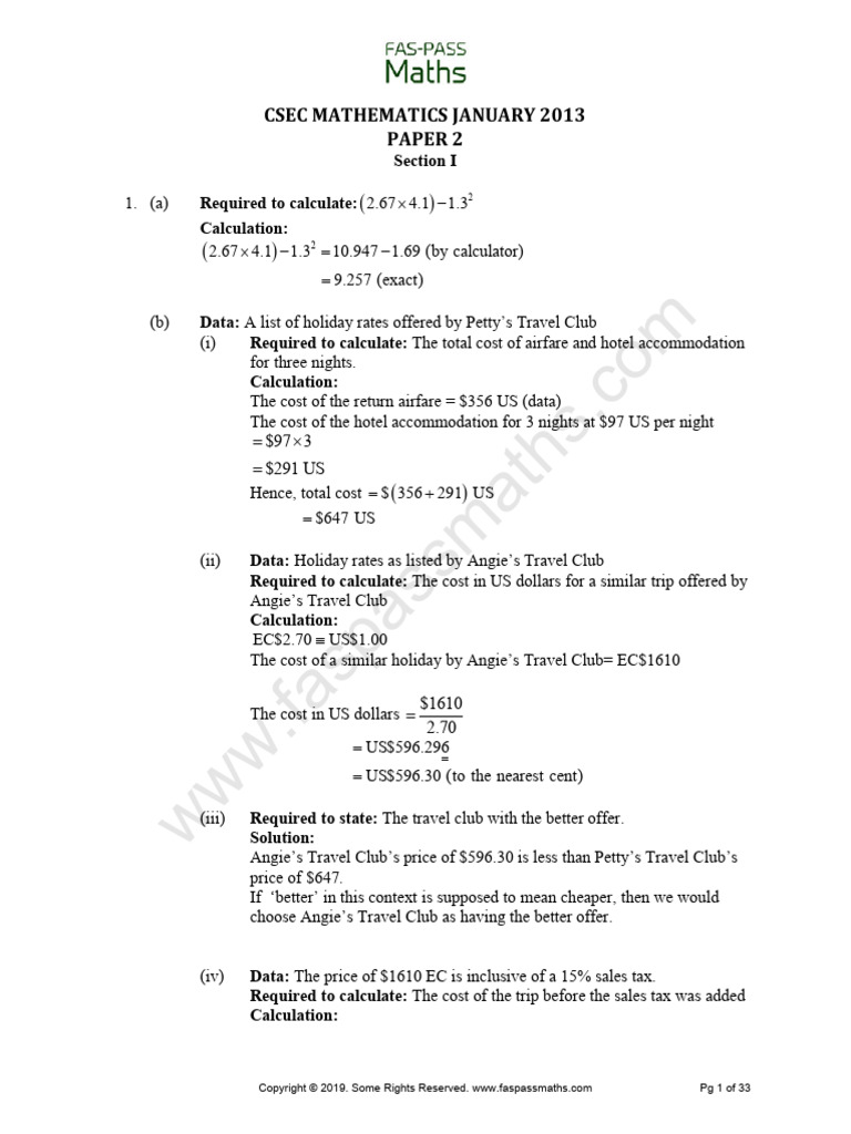 CSEC Maths 2013 January | PDF | Triangle | Euclidean Geometry