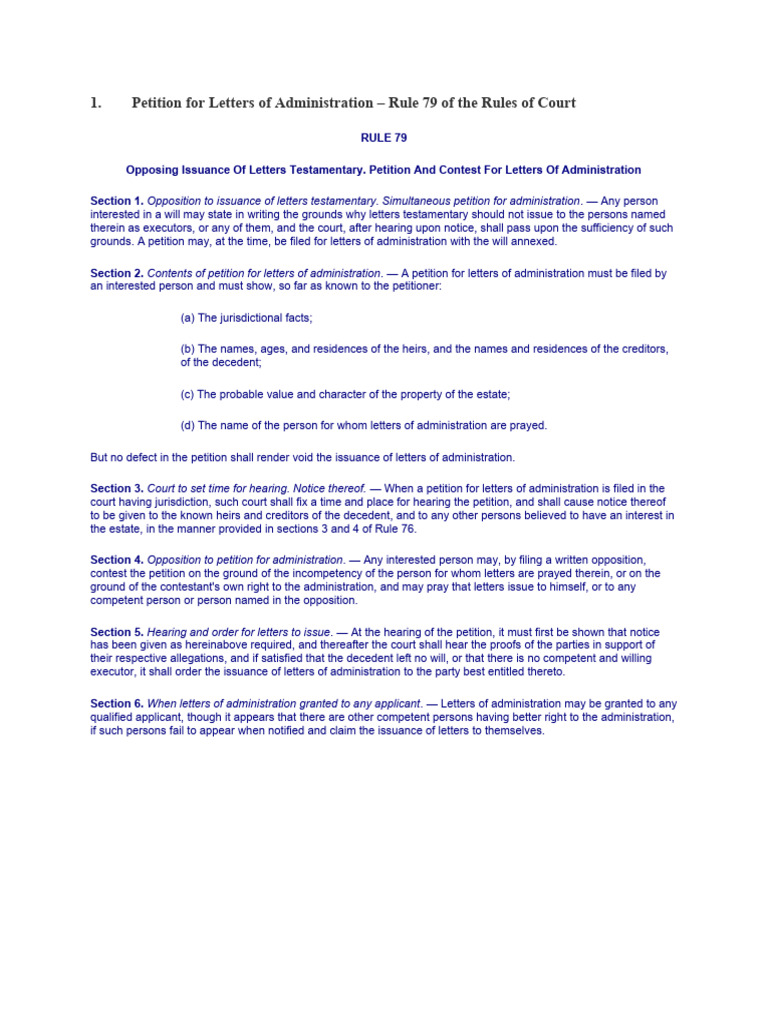 Petition for Letters of Administration Guide | PDF | Will And Testament ...