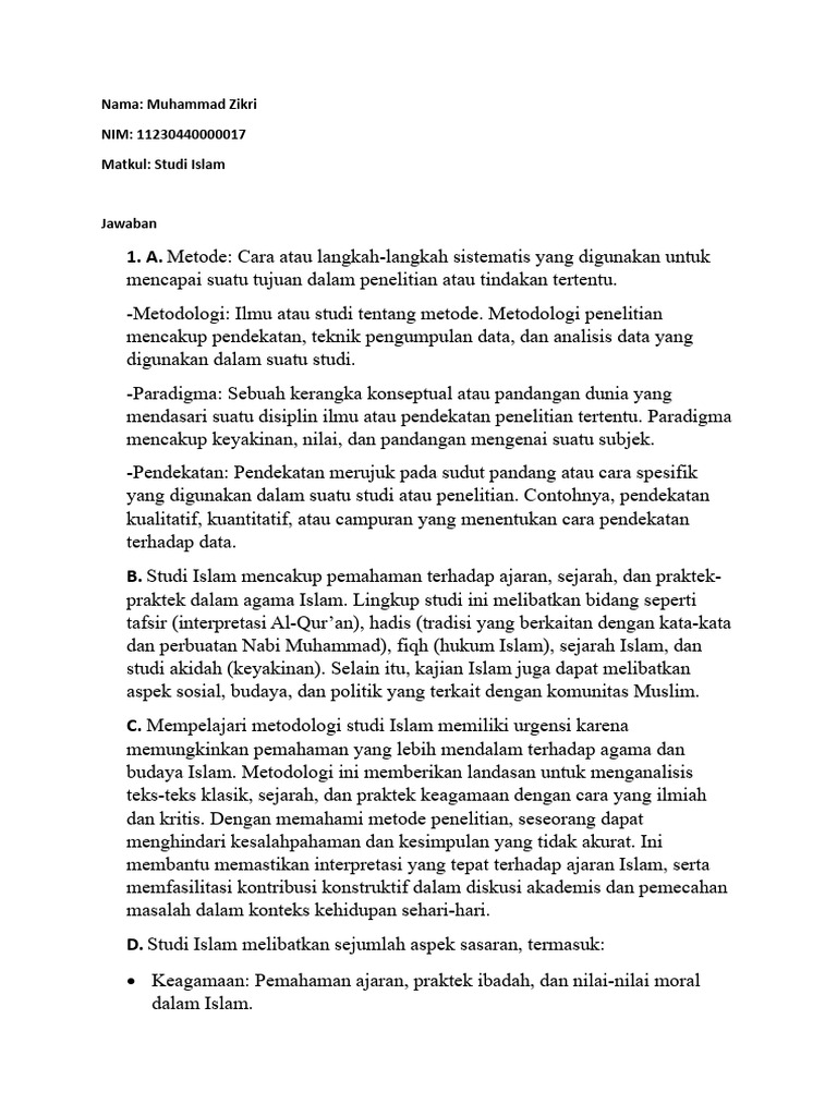 Muhammad Zikri Studi Islam | PDF