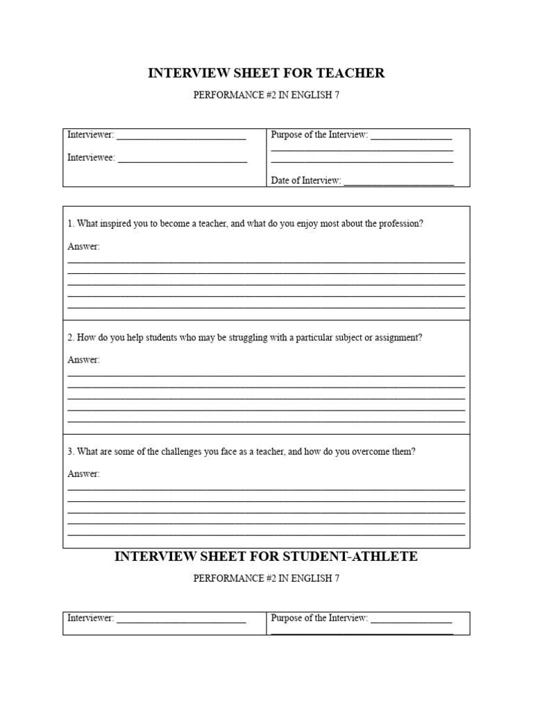 Interview Sheet | PDF | Applied Psychology | Learning
