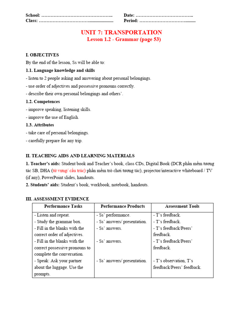 UNIT 7 - LESSON 1 - PART 2 - Grammar | PDF | Pronoun | Baggage