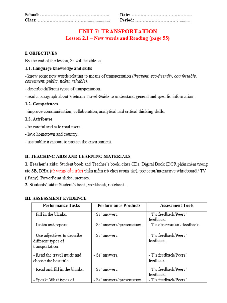 UNIT 7 - LESSON 2 - PART 1 - New Words and Reading | PDF | Human Communication | Learning