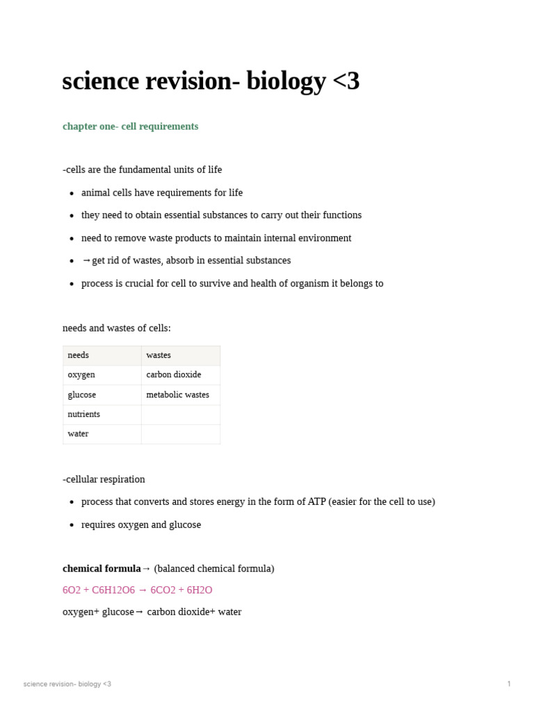 Science Revision - Biology | PDF