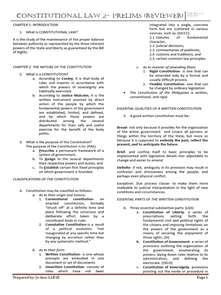 ConstiLaw2 Reviewer | PDF | Constitutional Amendment | Eminent Domain