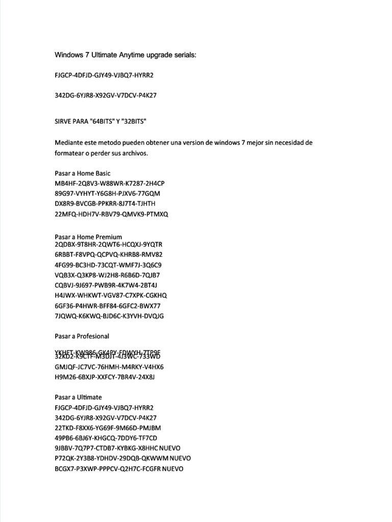 PDF Windows 7 Ultimate Anytime Upgrade Serials - Compress | PDF | Windows 7 | Microsoft Windows