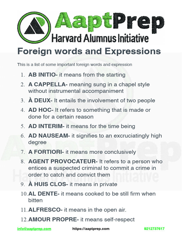 AaptPrep Foreign Words and Expressions | PDF