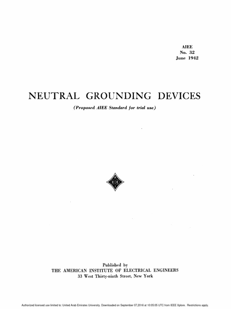 Aiee Neutral Grounding Devices | PDF | Transformer | Electrical Impedance