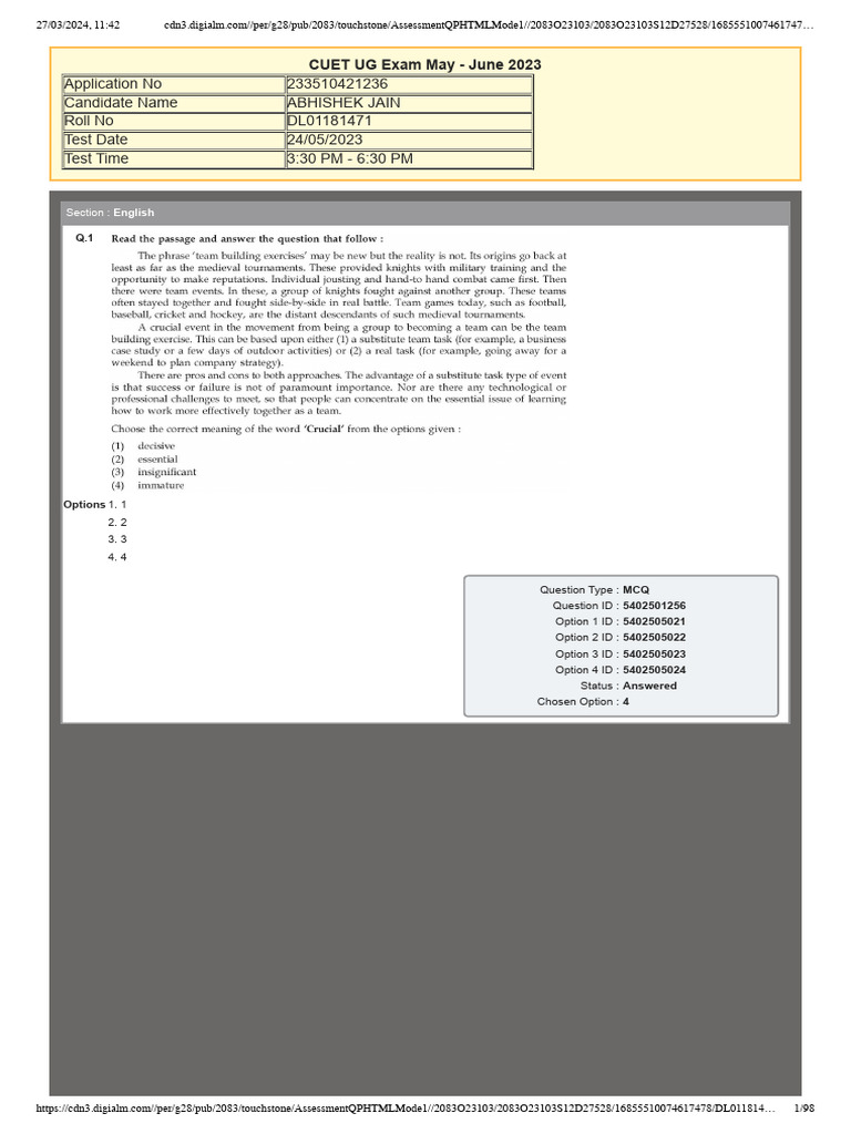 AaptPrep CUET PYQ | PDF | Multiple Choice | Methodology