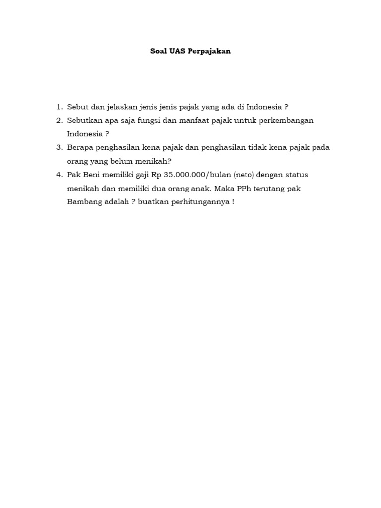 Soal UAS Perpajakan | PDF