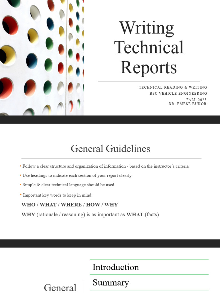 Guidelines for Technical Report Writing | PDF | Reading Comprehension | Information