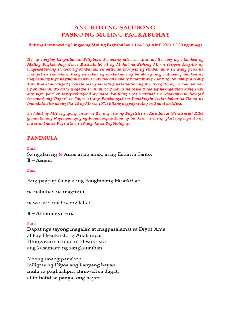 Ang Rito NG Salubong 1 | PDF