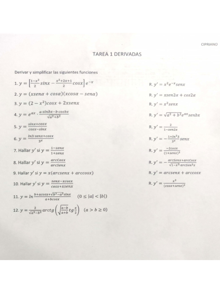 Reglas de Derivadas | PDF