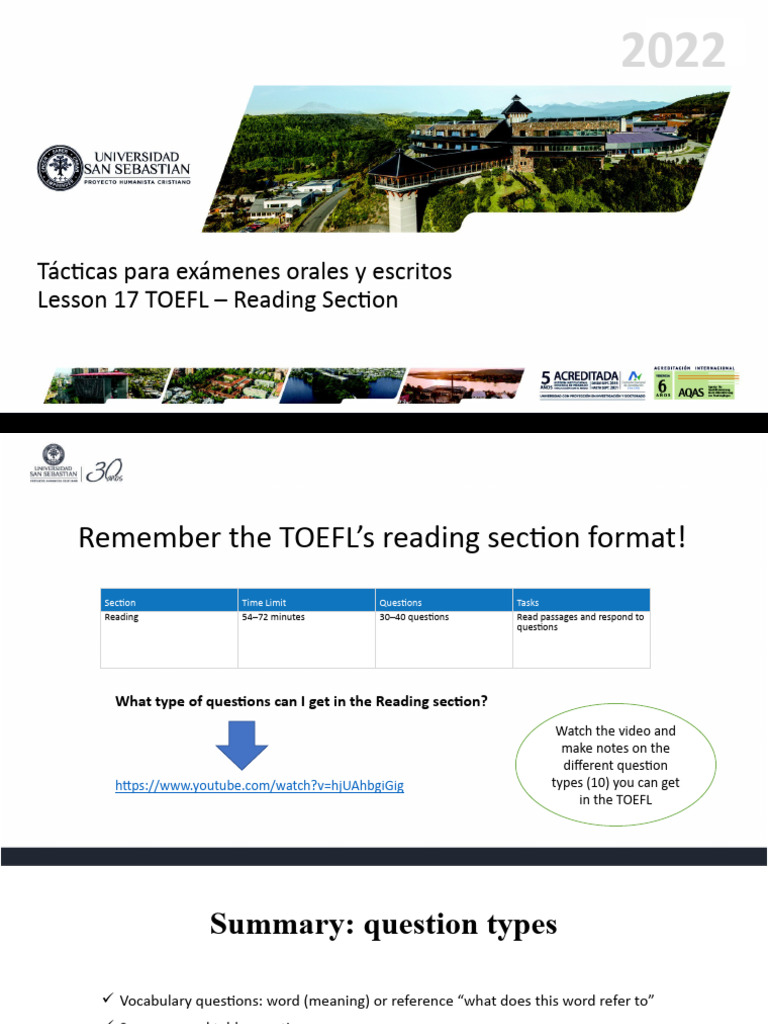 Lesson 17 TOEFL - Reading Section | PDF