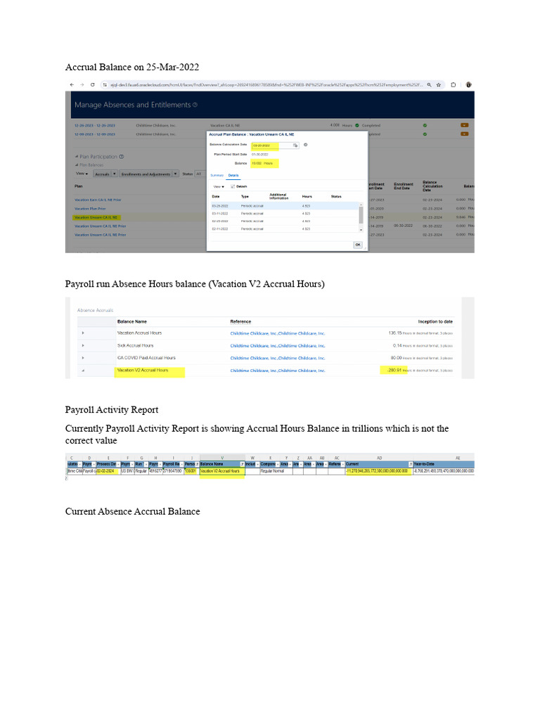 Accrual Balance Screenshots | PDF