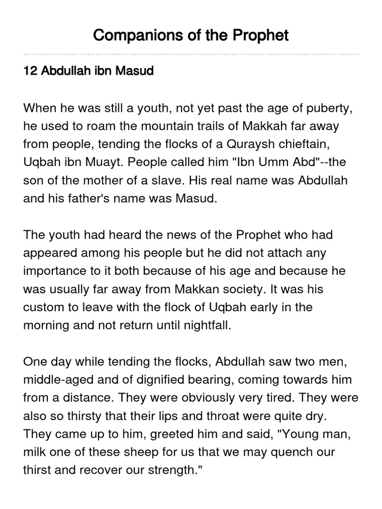 Companions To The Prophet 12 | PDF | Muhammad | Umar