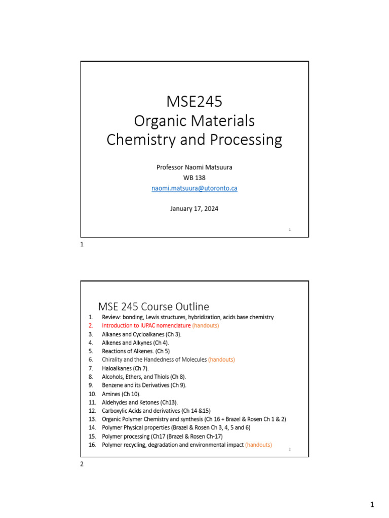 2 2024 245 IUPAC Nomenclature V3 Student | PDF | Functional Group | Alkene