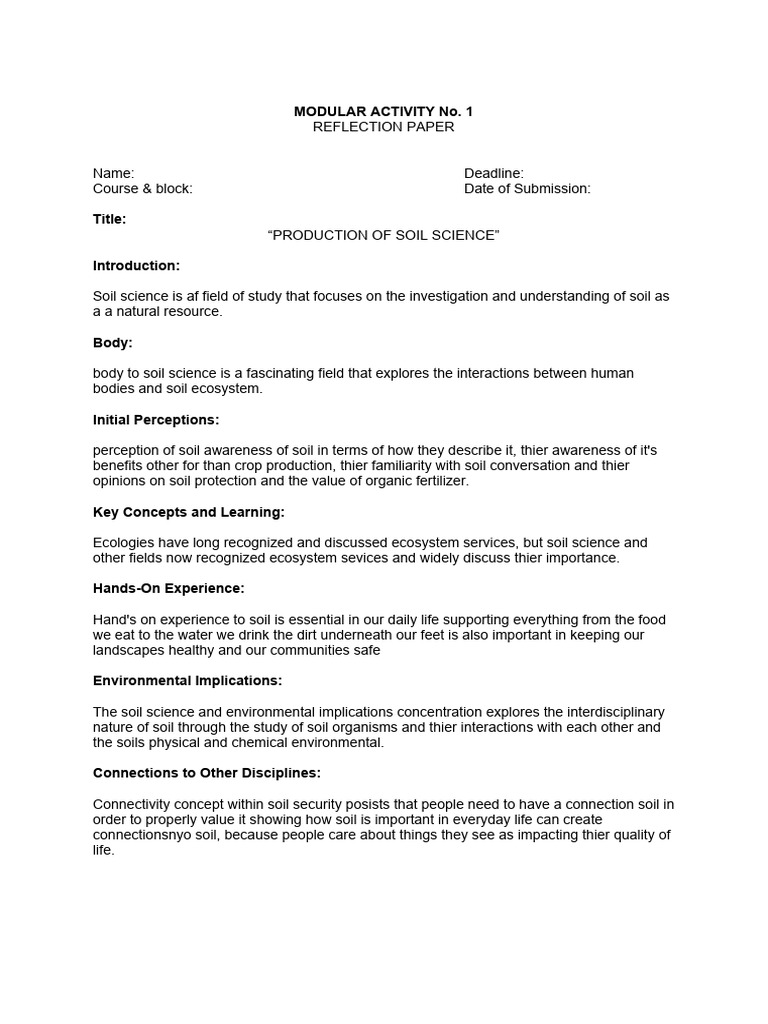 Modular Activity Reflection | PDF | Soil | Science