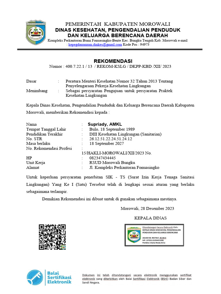 Rekomendasi Dinkes | PDF