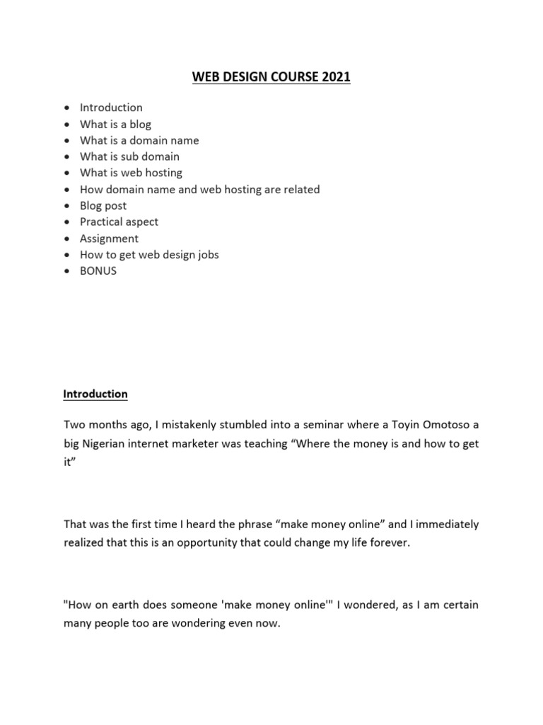 Web Design Course 2021 Pdf World Wide Web Internet And Web