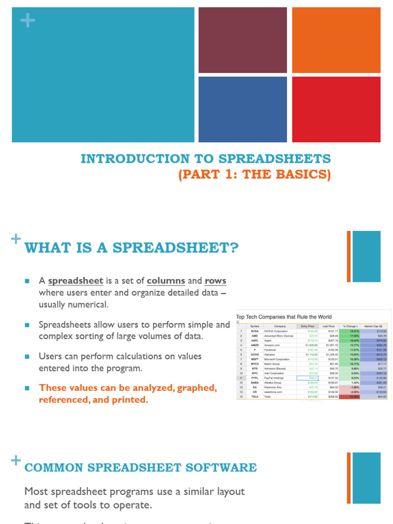 3.0 (PPT) Introduction To Spreadsheets | Download Free PDF ...