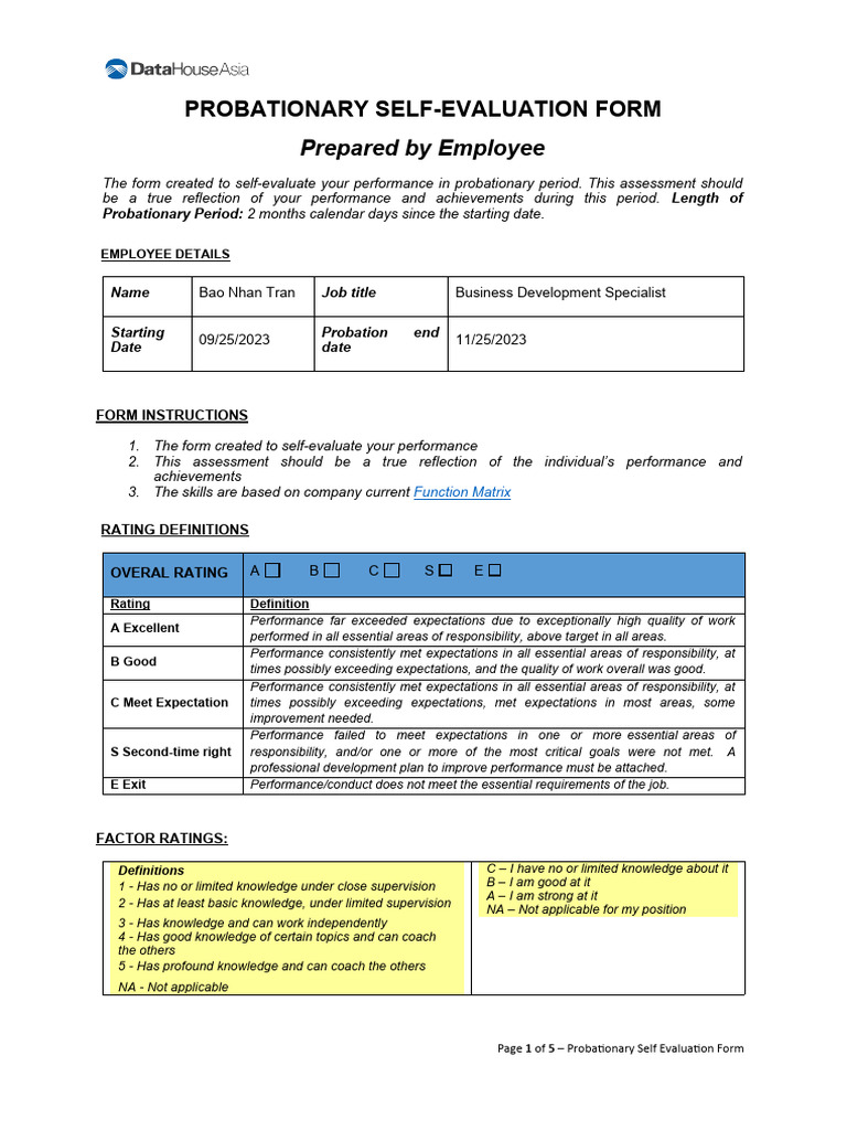Probationary Self-Evaluation Guide | PDF | Negotiation | Social Psychology