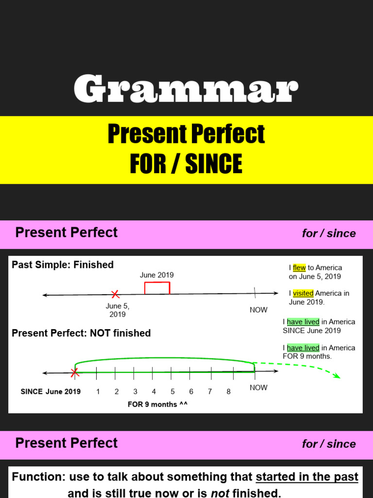 Present Perfect (For - Since) | PDF | Perfect (Grammar) | Language ...