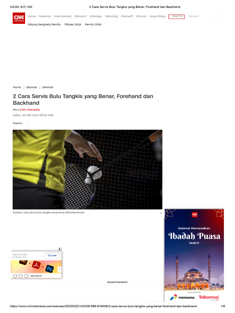 2 Cara Servis Bulu Tangkis Yang Benar, Forehand Dan Backhand | PDF