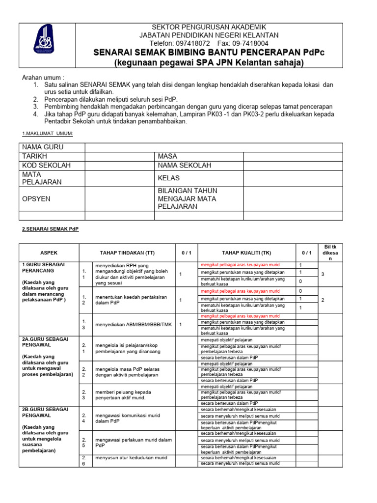03 SENARAI SEMAK PDPC JALI Edit 2 | PDF