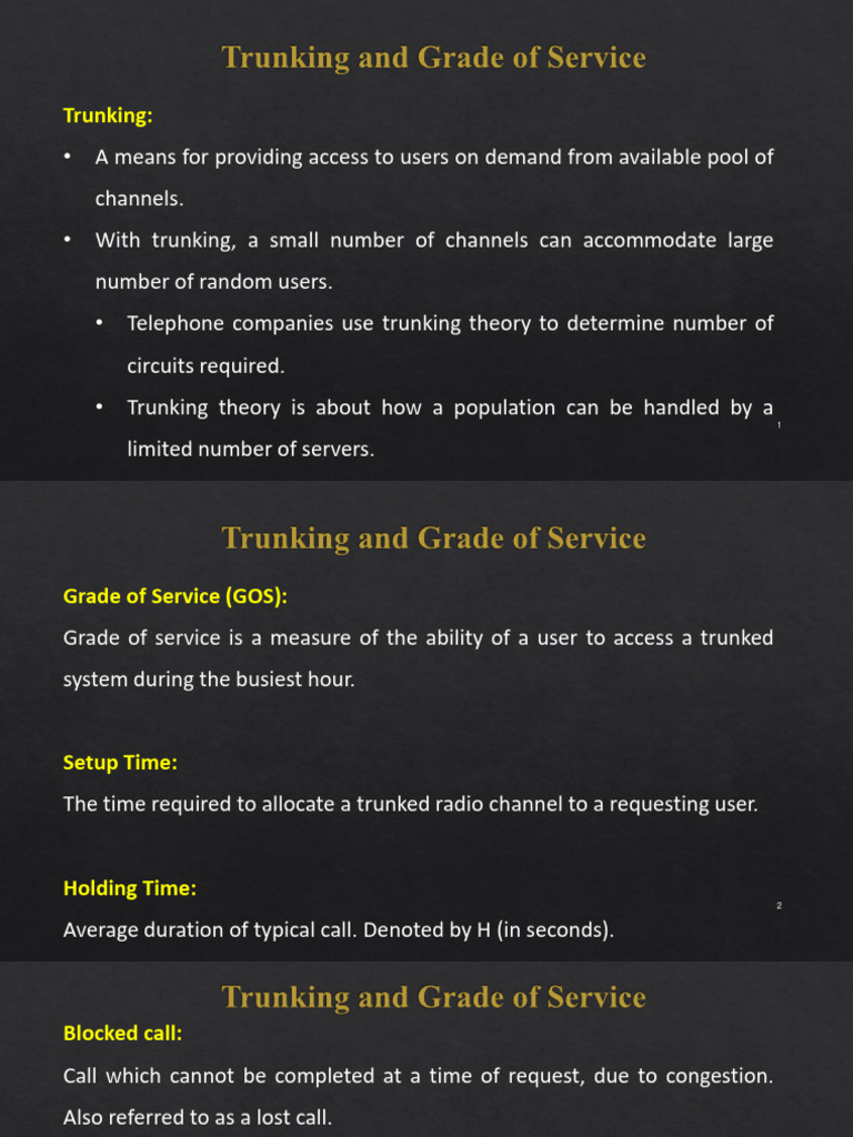 Trunking and Grade of Service Explained | PDF
