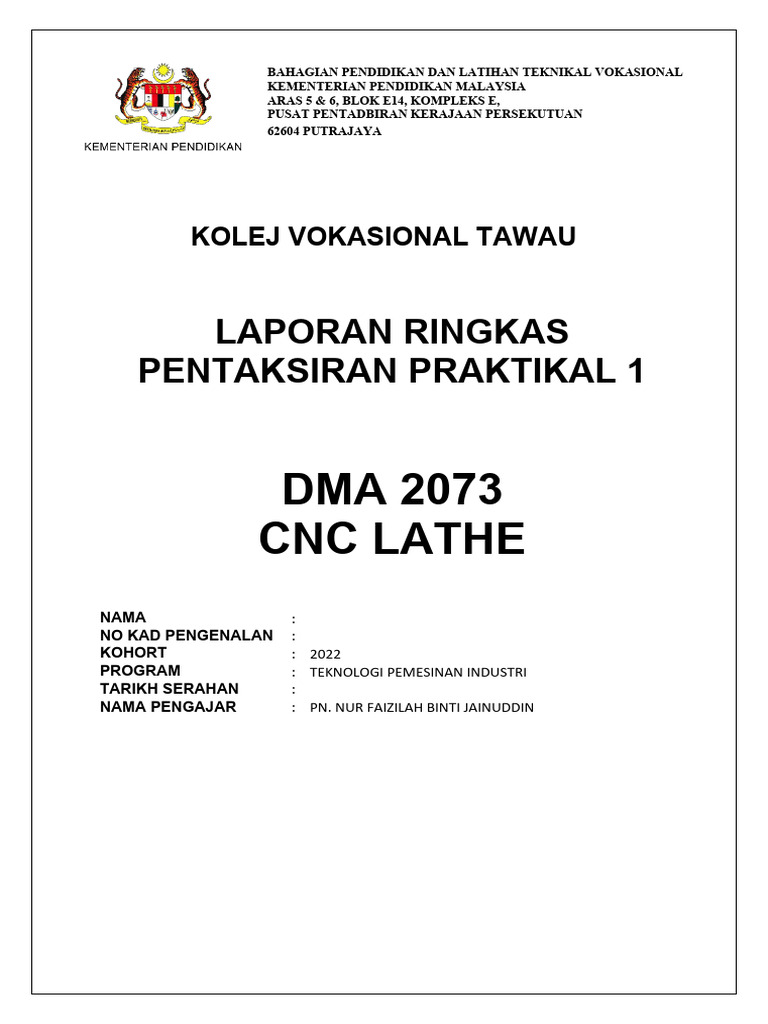 Template Laporan Ringkas Pentaksiran Praktikal 1 DMA2073 | PDF Template Laporan Ringkas Pentaksiran Praktikal 1 DMA2073 | PDF