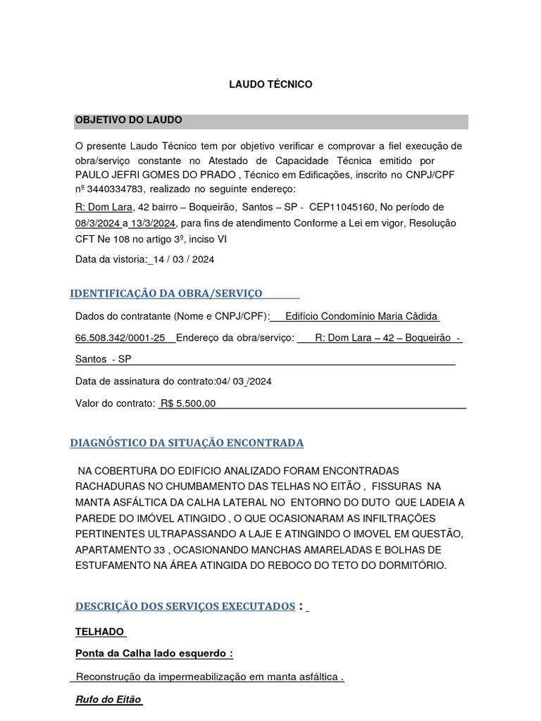 Modelo-Laudo-Tecnico-Crea-To (2) 0 | PDF