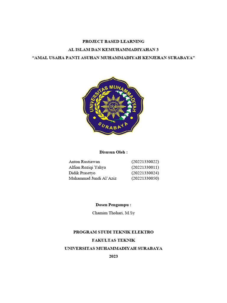 PROJECT BASED LEARNING AIK 3 - Kelompok 6 - Teknik Elektro - P2K | PDF