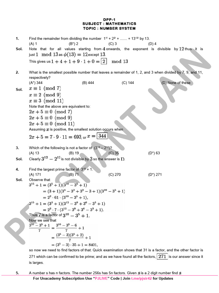 IJSO Stage-I DPP - 01 Mathematics | PDF | Numbers | Discrete Mathematics
