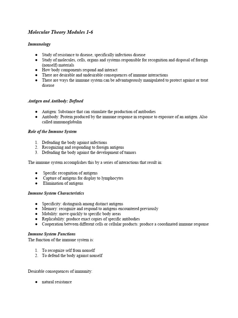 Molecular Theory Module 1-6 | PDF | Immune System | T Cell