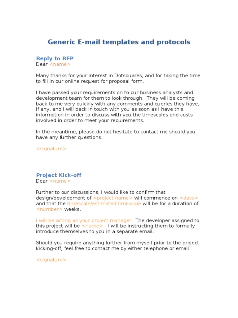 Generic Email Templates | PDF | Microsoft Outlook | Microsoft Word