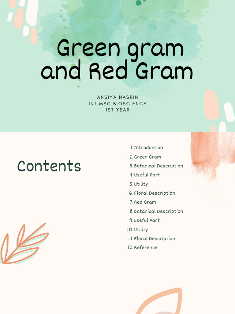 Green Gram and Red Gram Overview | PDF | Legume | Seed