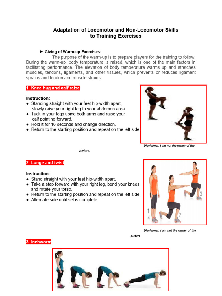 Locomotor and Non-Locomotor Exercises | PDF | Foot | Abdomen