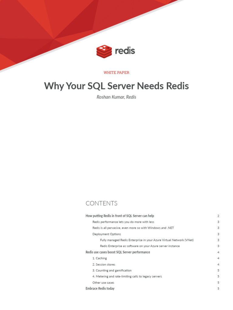 Boost SQL Server with Redis Performance | PDF | Databases | Microsoft Sql Server