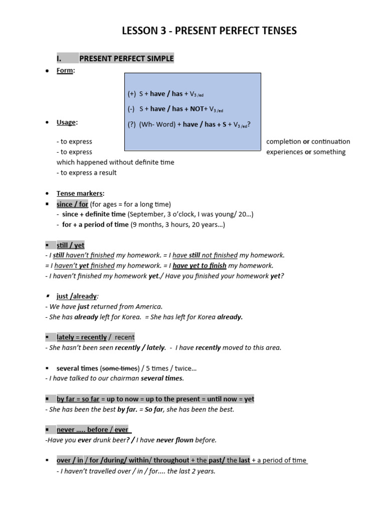 PRESENT PERFECT TENSE | PDF