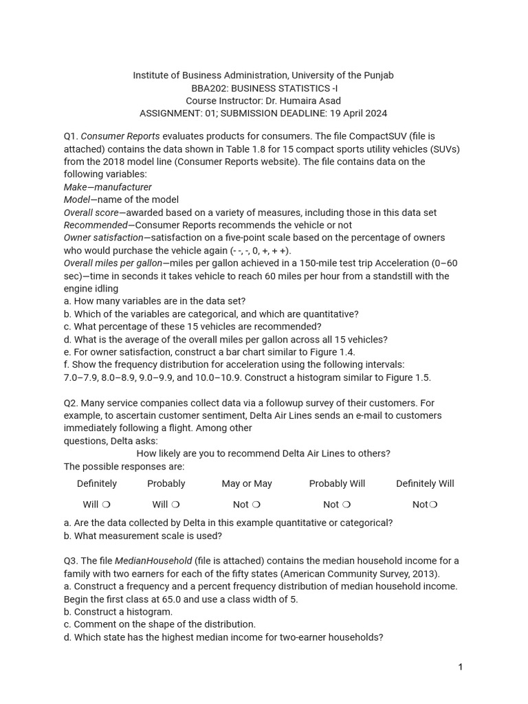 Assignment | PDF | Median | Histogram