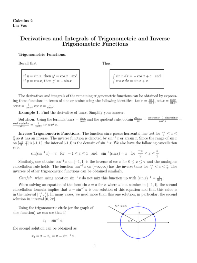 Trig Inverse Trig | PDF | Trigonometric Functions | Function (Mathematics) Trig Inverse Trig | PDF | Trigonometric Functions | Function (Mathematics)
