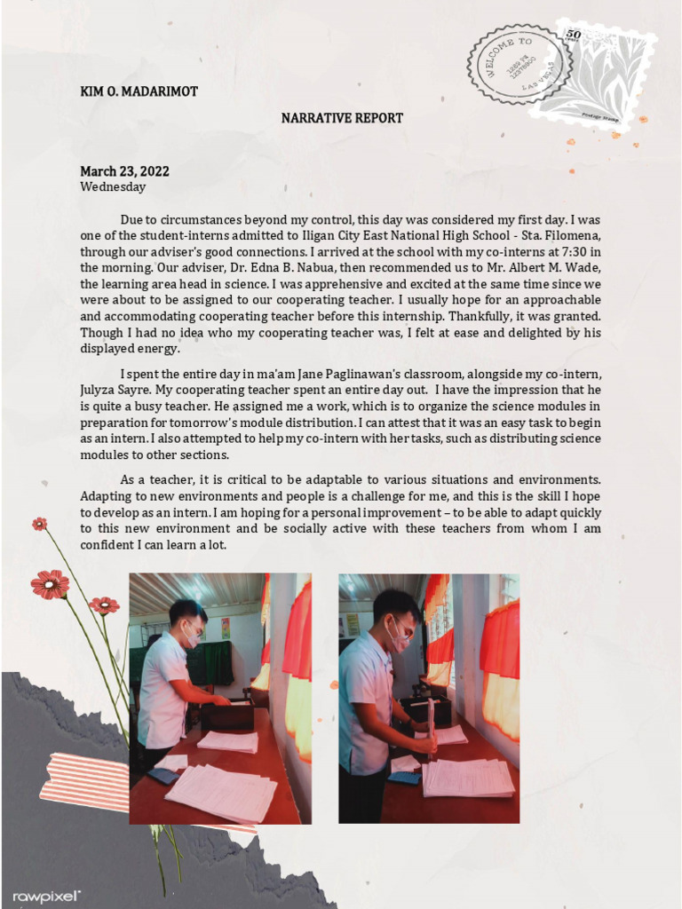 NARRATIVE REPORT Final | PDF | Teachers | Classroom