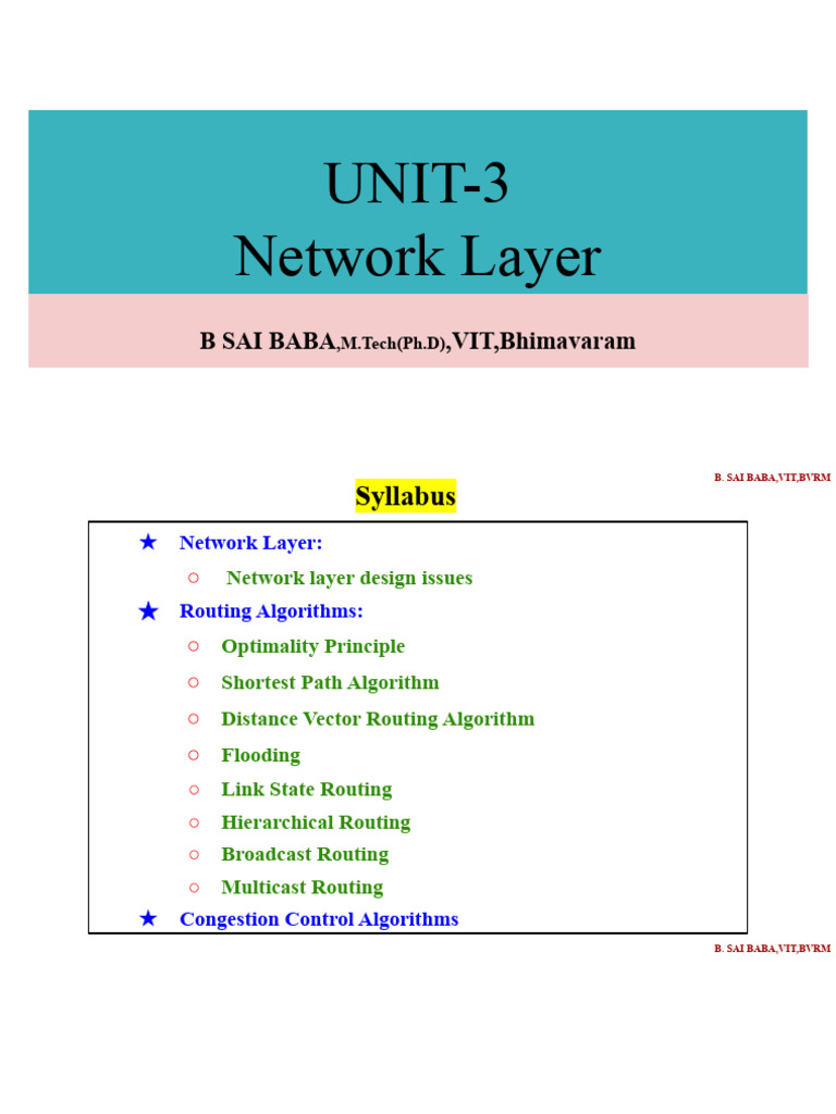 CN-UNIT-3 - Network Layer | PDF | Routing | Network Congestion