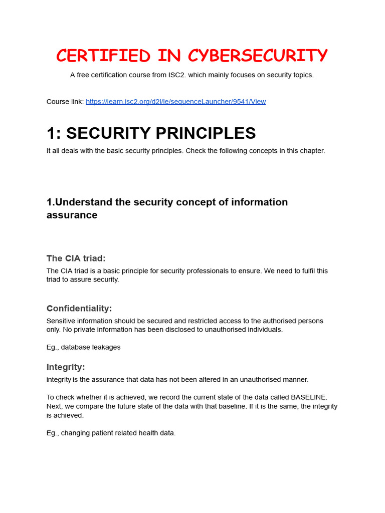 Free ISC2 Cybersecurity Certification Course | PDF | Computer Network ...