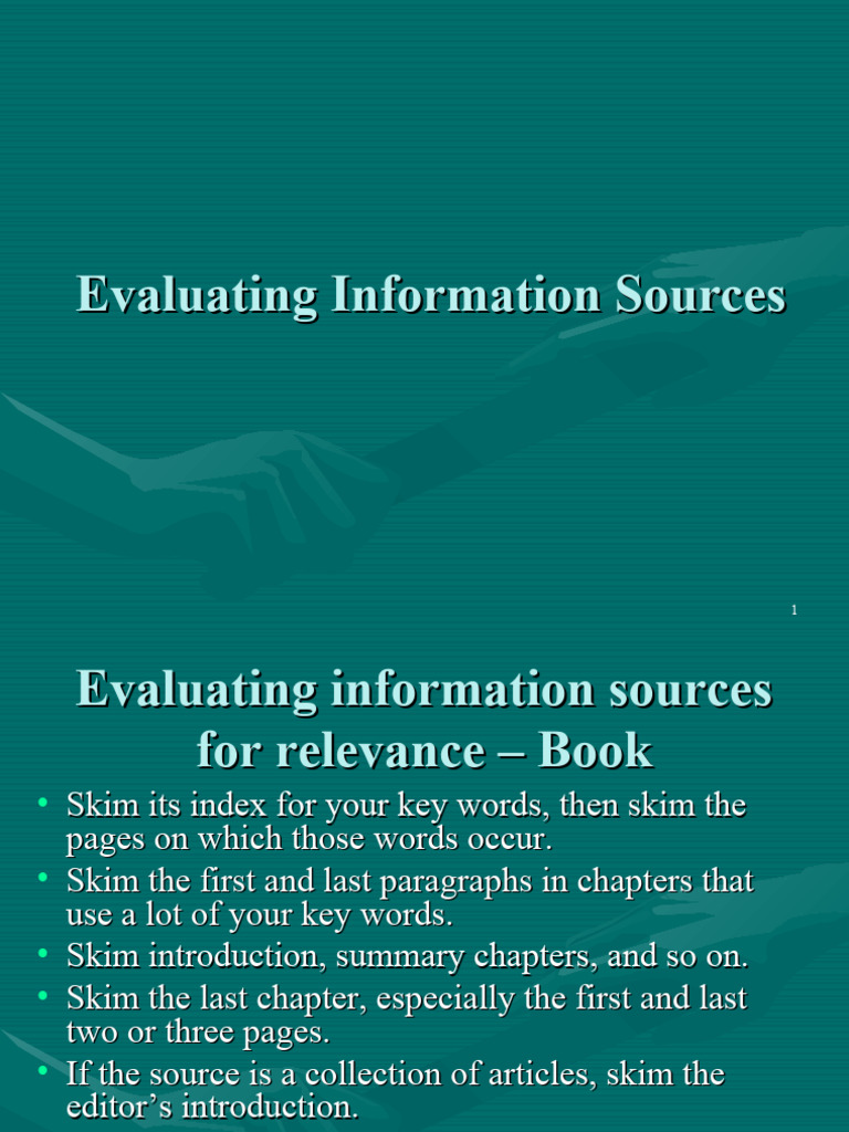 Evaluating Information Sources Guide | PDF | Information | Information ...