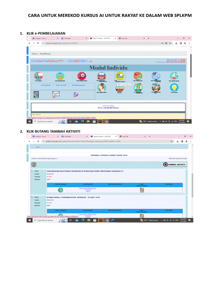 Cara Untuk Merekod Ai Untuk Rakyat Ke Dalam Web SPLKPM | PDF