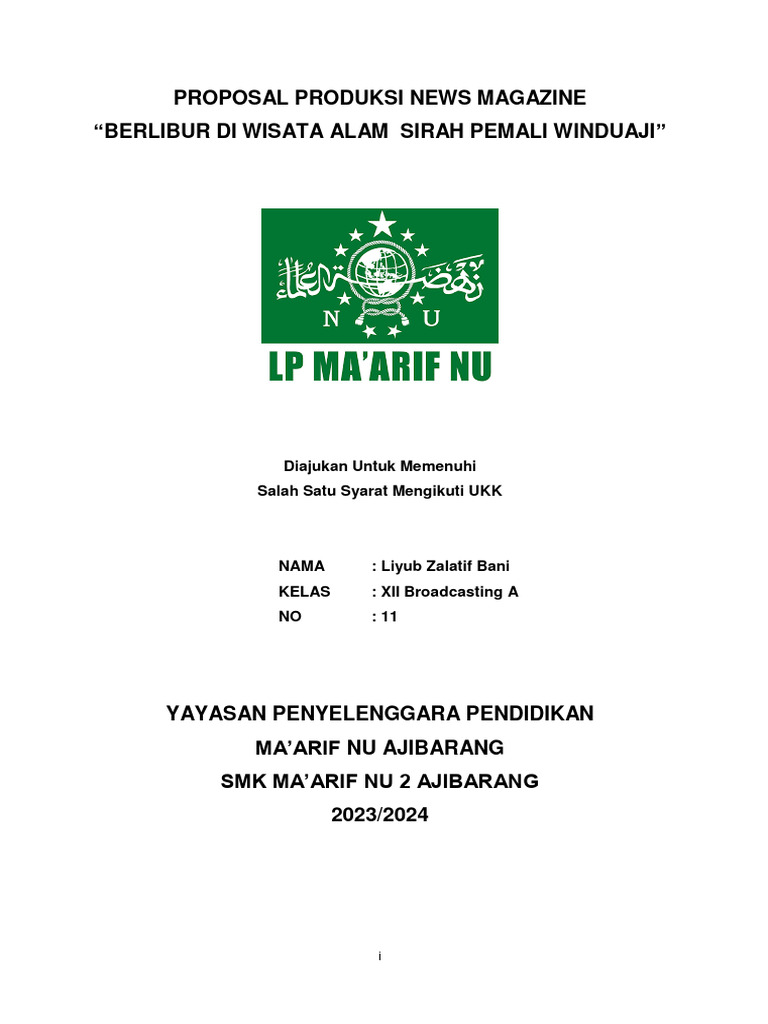 Proposal Produksi News Magazine Berlibur Di Wisata Alam Sirah Pemali-3 ...