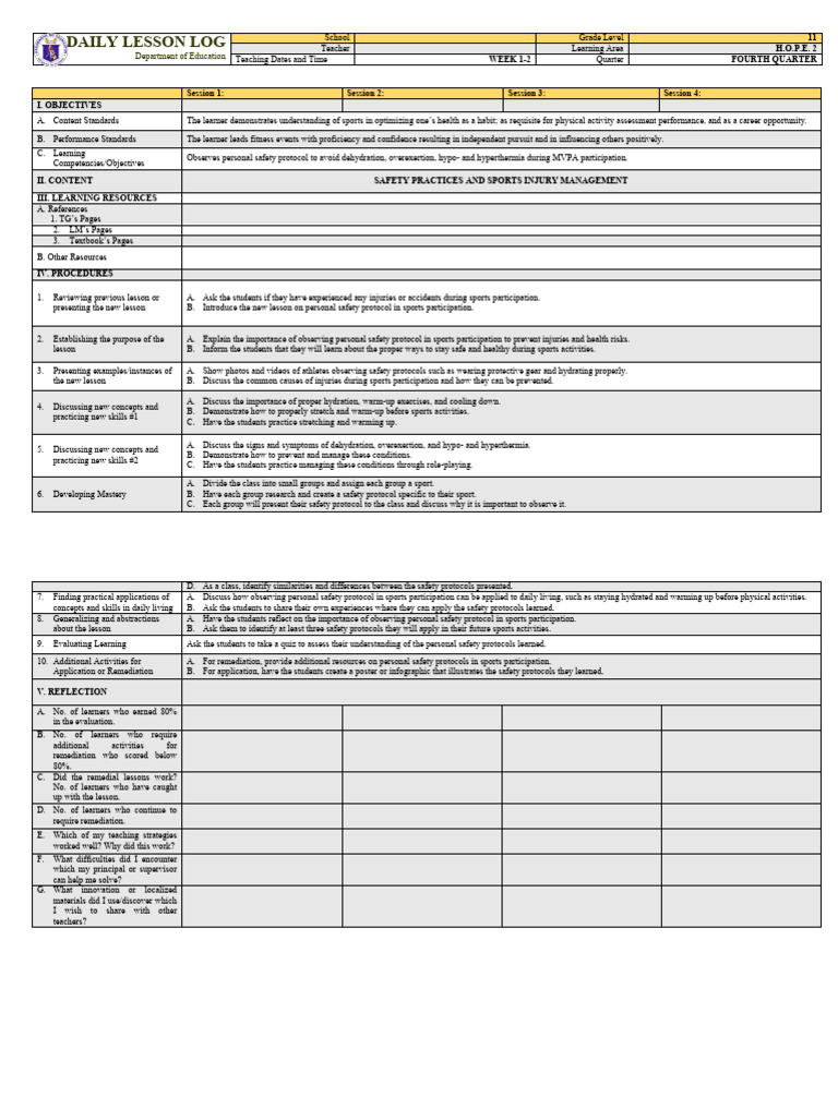 Q4.week 1-2 | PDF | Learning | Sports
