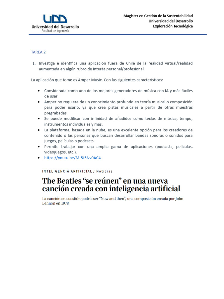 Tarea 2: Magíster en Gestión de La Sustentabilidad Universidad Del Desarrollo Exploración ...